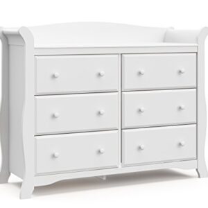 Storkcraft Avalon 6 Drawer Double Dresser (White) – Dresser for Kids Bedroom, Nursery Dresser Organizer, Chest of Drawers for Bedroom with 6 Drawers, Classic Design for Children’s Bedroom