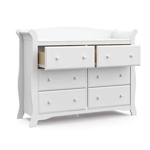 Storkcraft Avalon 6 Drawer Double Dresser (White) – Dresser for Kids Bedroom, Nursery Dresser Organizer, Chest of Drawers for Bedroom with 6 Drawers, Classic Design for Children’s Bedroom