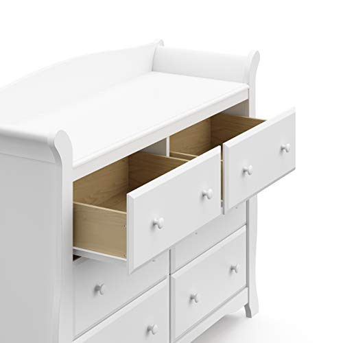 Storkcraft Avalon 6 Drawer Double Dresser (White) – Dresser for Kids Bedroom, Nursery Dresser Organizer, Chest of Drawers for Bedroom with 6 Drawers, Classic Design for Children’s Bedroom