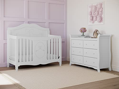 Storkcraft Avalon 6 Drawer Double Dresser (White) – Dresser for Kids Bedroom, Nursery Dresser Organizer, Chest of Drawers for Bedroom with 6 Drawers, Classic Design for Children’s Bedroom