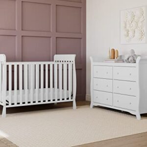 Storkcraft Avalon 6 Drawer Double Dresser (White) – Dresser for Kids Bedroom, Nursery Dresser Organizer, Chest of Drawers for Bedroom with 6 Drawers, Classic Design for Children’s Bedroom