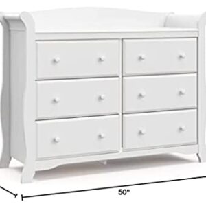 Storkcraft Avalon 6 Drawer Double Dresser (White) – Dresser for Kids Bedroom, Nursery Dresser Organizer, Chest of Drawers for Bedroom with 6 Drawers, Classic Design for Children’s Bedroom