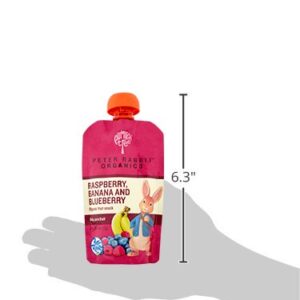 Peter Rabbit Organics, Organic Raspberry, Banana and Blueberry 100% Pure Fruit Snack, 4 oz. Squeeze Pouches (Pack of 10)