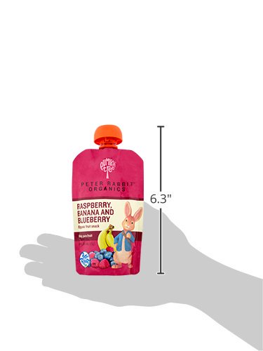 Peter Rabbit Organics, Organic Raspberry, Banana and Blueberry 100% Pure Fruit Snack, 4 oz. Squeeze Pouches (Pack of 10)