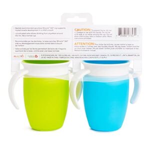 Munchkin® Miracle® 360 Trainer Cup, 7 Ounce, 2 Pack, Green/Blue