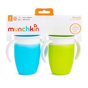 Munchkin® Miracle® 360 Trainer Cup, 7 Ounce, 2 Pack, Green/Blue