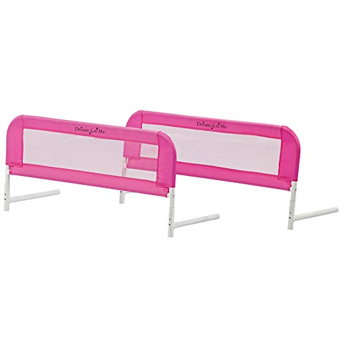 Dream On Me Lightweight Mesh Security Adjustable Bed Rail Double Pack With Breathable Mesh Fabric In Pink