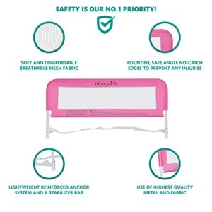 Dream On Me Lightweight Mesh Security Adjustable Bed Rail Double Pack With Breathable Mesh Fabric In Pink