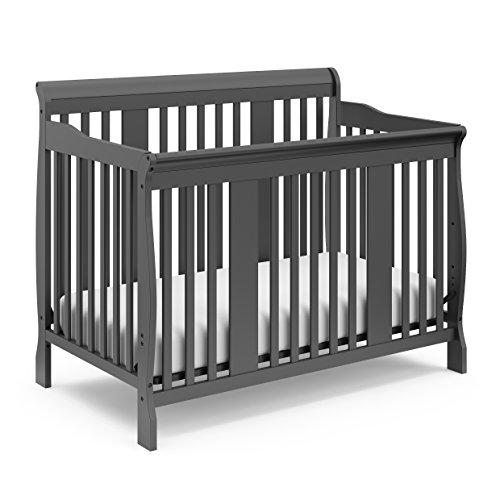 Storkcraft Tuscany 4-in-1 Convertible Crib, Gray, Easily Converts to Toddler Bed, Day Bed or Full Bed, 3 Position Adjustable Height Mattress (Mattress Not Included)