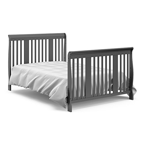 Storkcraft Tuscany 4-in-1 Convertible Crib, Gray, Easily Converts to Toddler Bed, Day Bed or Full Bed, 3 Position Adjustable Height Mattress (Mattress Not Included)