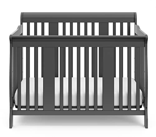 Storkcraft Tuscany 4-in-1 Convertible Crib, Gray, Easily Converts to Toddler Bed, Day Bed or Full Bed, 3 Position Adjustable Height Mattress (Mattress Not Included)