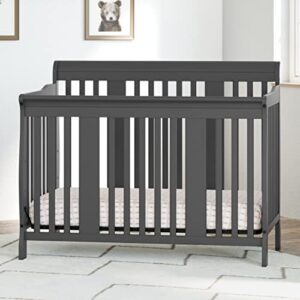 Storkcraft Tuscany 4-in-1 Convertible Crib, Gray, Easily Converts to Toddler Bed, Day Bed or Full Bed, 3 Position Adjustable Height Mattress (Mattress Not Included)