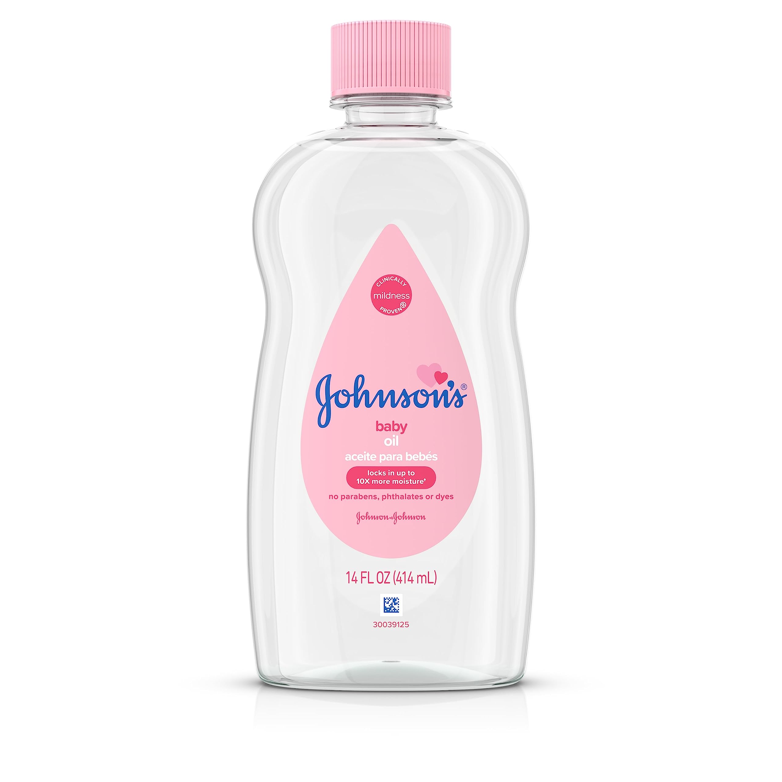 Johnson's Baby Oil, Pure Mineral Oil to help Prevent Moisture Loss for baby, Kids & Adults, Gentle & Soothing Baby Massage Oil for Dry Skin Relief, Original Scent, 14 fl. oz