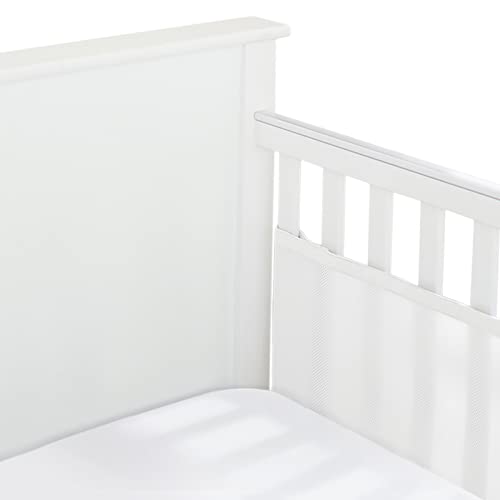 BreathableBaby Breathable Mesh Crib Liner – Classic Collection – White – Fits Full-Size Solid End Cribs Only – Anti-Bumper