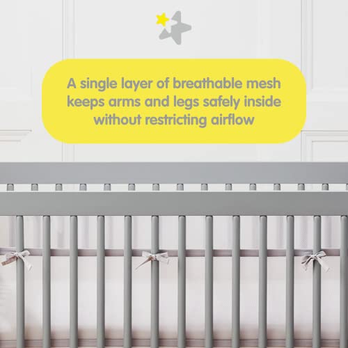 BreathableBaby Breathable Mesh Crib Liner – Classic Collection – White – Fits Full-Size Solid End Cribs Only – Anti-Bumper