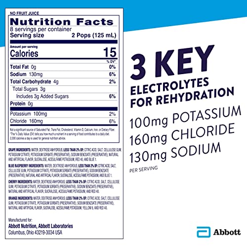 Pedialyte Electrolyte Solution Freezer Pops, Variety Pack, Pack of 64