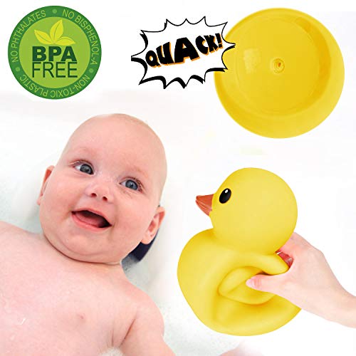 Jumbo Rubber Duck Bath Toy - Giant Ducks Big Duckie Baby Shower Birthday Party Favors 8-Inches (Yellow)