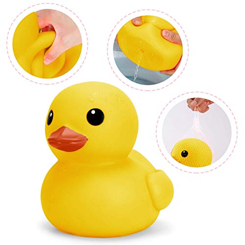 Jumbo Rubber Duck Bath Toy - Giant Ducks Big Duckie Baby Shower Birthday Party Favors 8-Inches (Yellow)