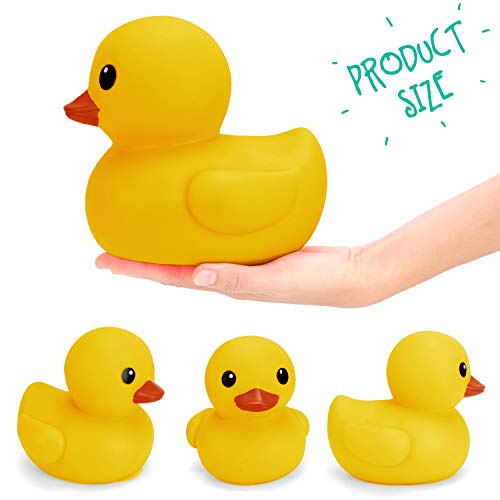 Jumbo Rubber Duck Bath Toy - Giant Ducks Big Duckie Baby Shower Birthday Party Favors 8-Inches (Yellow)