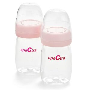 spectra - wide neck baby bottles - compatible with spectra breast milk pump flanges (pack of 2)