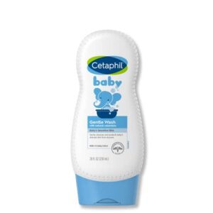 cetaphil baby body wash with half baby lotion, gentle wash with organic calendula, soothes dry, sensitive skin for everyday use, gentle fragrance, soap free, hypoallergenic, 7.8oz