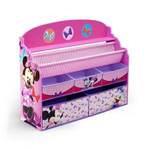 delta children deluxe book & toy organizer - greenguard gold certified, disney minnie mouse