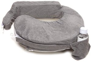 my brest friend deluxe nursing pillow for breastfeeding & bottle feeding, enhanced posture support, double straps & removable extra soft slipcover, evening grey