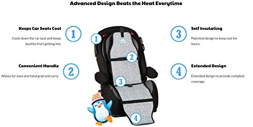 Carats Car Seat Cooler for Baby with COOLTECH - Baby Car Seat Cooling Pad (Penguin Blue)