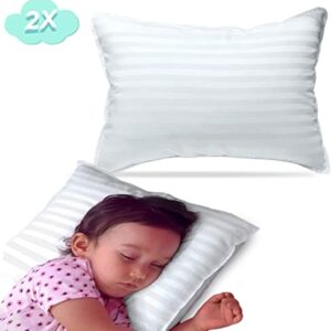 kinder Fluff Toddler Pillow (2X)-The Only Baby Pillow with 300T Cotton & Down Alternative Fill for Baby Crib & Toddler Bed- Neck Pillow for Kids as Nursery Floor Pillow- Toddler Pillows for Sleeping