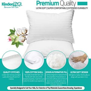 kinder Fluff Toddler Pillow (2X)-The Only Baby Pillow with 300T Cotton & Down Alternative Fill for Baby Crib & Toddler Bed- Neck Pillow for Kids as Nursery Floor Pillow- Toddler Pillows for Sleeping