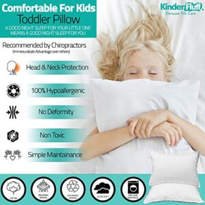 kinder Fluff Toddler Pillow (2X)-The Only Baby Pillow with 300T Cotton & Down Alternative Fill for Baby Crib & Toddler Bed- Neck Pillow for Kids as Nursery Floor Pillow- Toddler Pillows for Sleeping