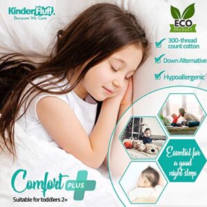 kinder Fluff Toddler Pillow (2X)-The Only Baby Pillow with 300T Cotton & Down Alternative Fill for Baby Crib & Toddler Bed- Neck Pillow for Kids as Nursery Floor Pillow- Toddler Pillows for Sleeping