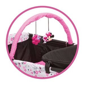 Disney Baby Sweet Wonder Playard, Foldable Baby Playpen: With Newborn Bassinet, Toy Arch, and Carry Bag, Mesh ,Minnie Garden Delight