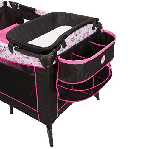 Disney Baby Sweet Wonder Playard, Foldable Baby Playpen: With Newborn Bassinet, Toy Arch, and Carry Bag, Mesh ,Minnie Garden Delight