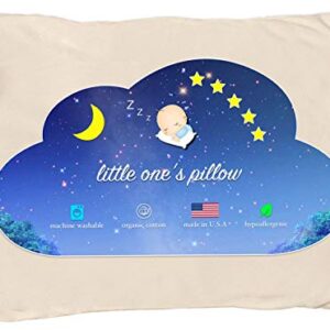 Little One's Pillow - Toddler Pillow, Delicate Organic Cotton Shell, Handcrafted in USA - Soft and Supportive, Washable 13 X 18