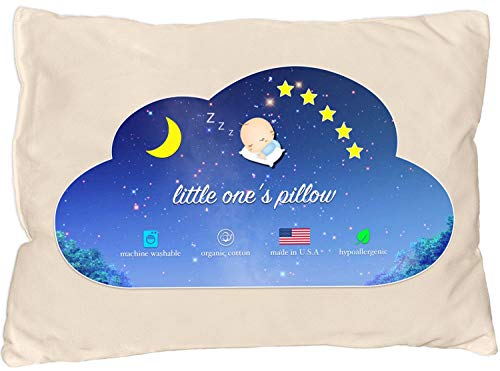 Little One's Pillow - Toddler Pillow, Delicate Organic Cotton Shell, Handcrafted in USA - Soft and Supportive, Washable 13 X 18