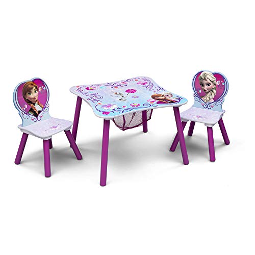 Delta Children Kids Table and Chair Set With Storage (2 Chairs Included) - Ideal for Arts & Crafts, Snack Time, Homeschooling, Homework & More, Disney Frozen