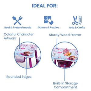 Delta Children Kids Table and Chair Set With Storage (2 Chairs Included) - Ideal for Arts & Crafts, Snack Time, Homeschooling, Homework & More, Disney Frozen