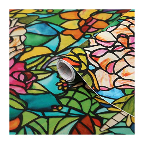 d-c-fix Window Privacy Film Tulia Stained Glass Self-Adhesive Two Way Day and Night Decorative Vinyl Covering for Home Door Bathroom Decal Sticker 17.7" x 78.7"