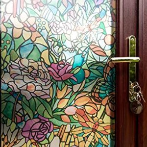 d-c-fix Window Privacy Film Tulia Stained Glass Self-Adhesive Two Way Day and Night Decorative Vinyl Covering for Home Door Bathroom Decal Sticker 17.7" x 78.7"