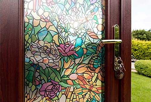 d-c-fix Window Privacy Film Tulia Stained Glass Self-Adhesive Two Way Day and Night Decorative Vinyl Covering for Home Door Bathroom Decal Sticker 17.7" x 78.7"