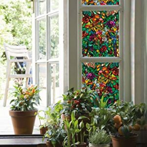 d-c-fix Window Privacy Film Tulia Stained Glass Self-Adhesive Two Way Day and Night Decorative Vinyl Covering for Home Door Bathroom Decal Sticker 17.7" x 78.7"