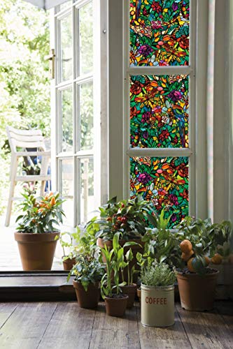 d-c-fix Window Privacy Film Tulia Stained Glass Self-Adhesive Two Way Day and Night Decorative Vinyl Covering for Home Door Bathroom Decal Sticker 17.7" x 78.7"