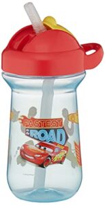 the first years disney/pixar cars toddler straw cup - spill proof flip top toddler sippy cups - 18 months and up - 10 oz