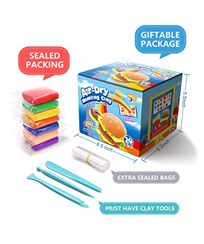 Sago Brothers Air Dry Clay 24 Colors, Kids Toys Modeling Clay for Kids, 3 Year Old Girl Gifts No-Bake No Mess Molding Clay Kit, Model Magic Clay Christmas Birthday Gifts for Kids Girls Boys Age 3-12