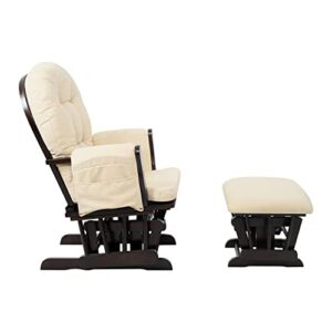 Brisbane Nursery Glider & Ottoman Sets, Swivel Glider Recliner Nursery Rocking Chair, Nursery Glider Rocker with Ottoman, Reclining Gliders & Chairs for Breastfeeding, Reading, Napping, Espresso/Cream