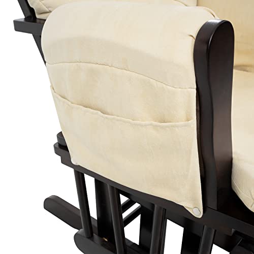 Brisbane Nursery Glider & Ottoman Sets, Swivel Glider Recliner Nursery Rocking Chair, Nursery Glider Rocker with Ottoman, Reclining Gliders & Chairs for Breastfeeding, Reading, Napping, Espresso/Cream