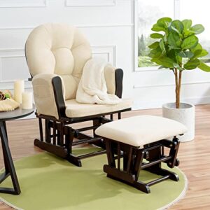 brisbane nursery glider & ottoman sets, swivel glider recliner nursery rocking chair, nursery glider rocker with ottoman, reclining gliders & chairs for breastfeeding, reading, napping, espresso/cream