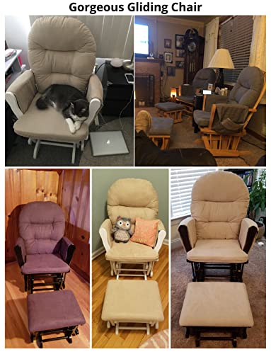 Brisbane Nursery Glider & Ottoman Sets, Swivel Glider Recliner Nursery Rocking Chair, Nursery Glider Rocker with Ottoman, Reclining Gliders & Chairs for Breastfeeding, Reading, Napping, Espresso/Cream