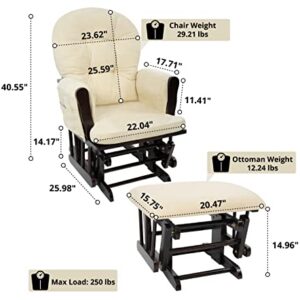 Brisbane Nursery Glider & Ottoman Sets, Swivel Glider Recliner Nursery Rocking Chair, Nursery Glider Rocker with Ottoman, Reclining Gliders & Chairs for Breastfeeding, Reading, Napping, Espresso/Cream